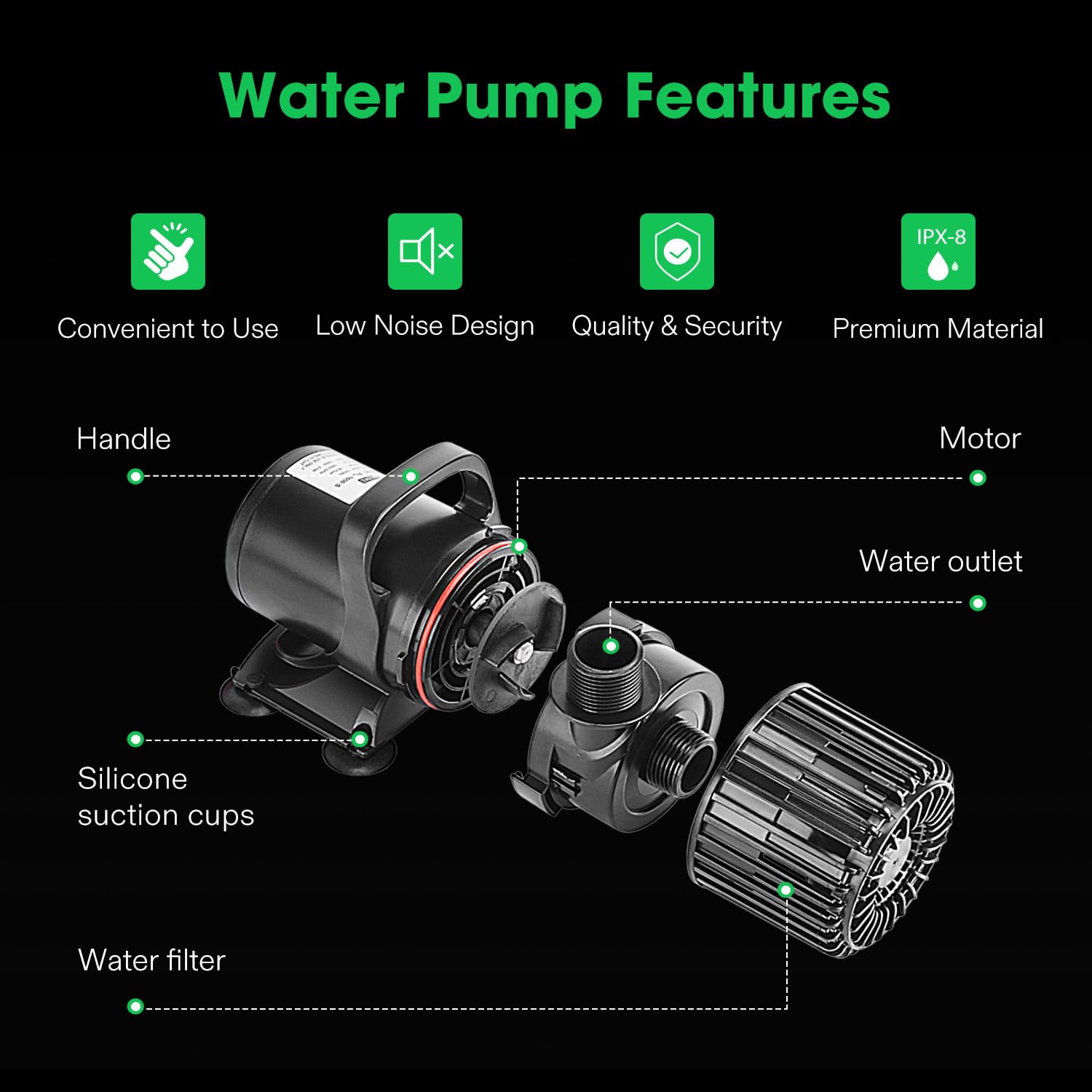 VIVOSUN 1600 GPH Submersible Water Pump, 100W Pond Pump, Ultra Quiet Aquarium Pump with 14FT. Lift Height for Pond, Waterfall, Fish Tank, Statuary, Hydroponic