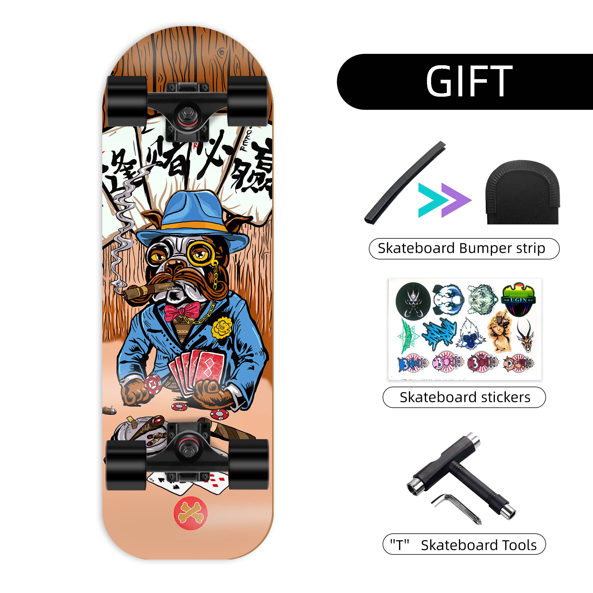 LOSENKA Pet Skateboard Complete Designed for Dogs and Pets (Border Collie)