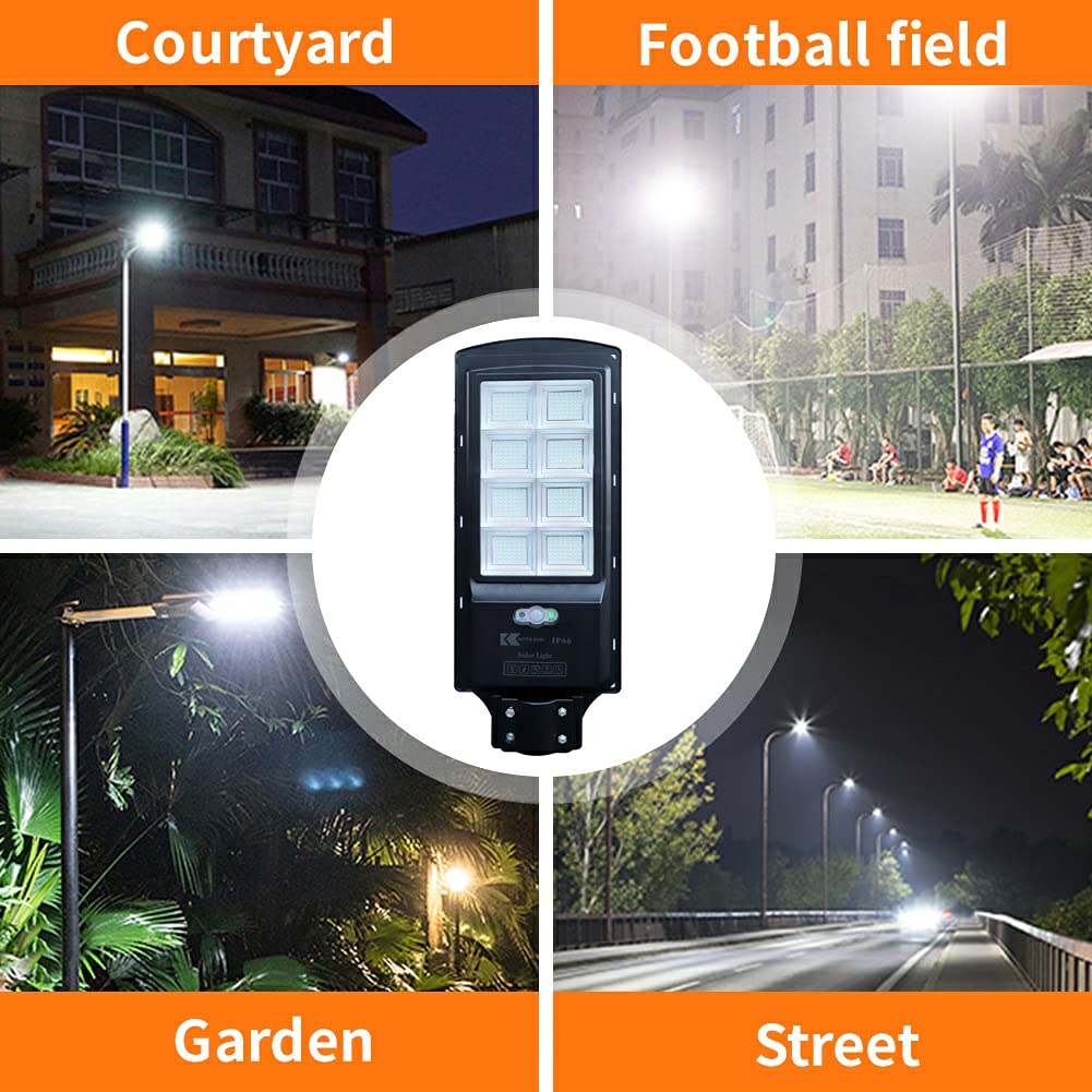 MYTG SUM 200W LED Solar Street Light,15000LM 6500K Solar Powered Pole Light, IP65 Waterproof Security Area Night Lighting for Street Gutter Patio Garden Path,Basketball Court,barn