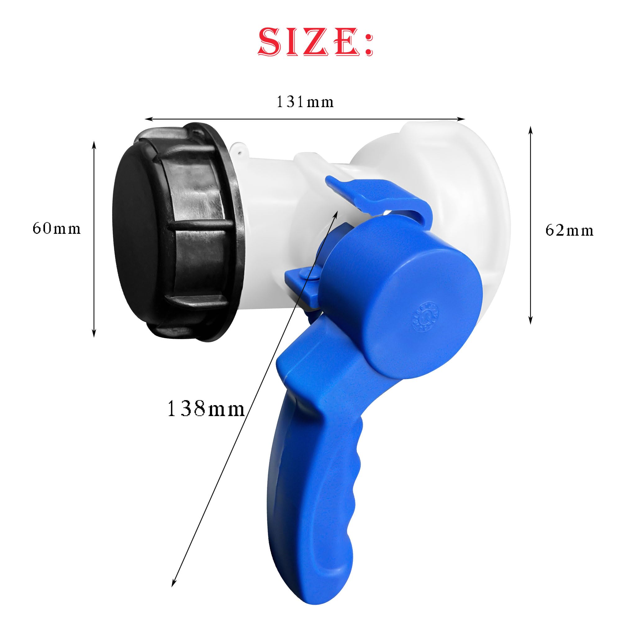 Tote Tank Adapter DN40 Set of 2, Muasopst 1000L IBC Butterfly Valve Switch 62mm Adapter Drain Adapters for IBC Water Container