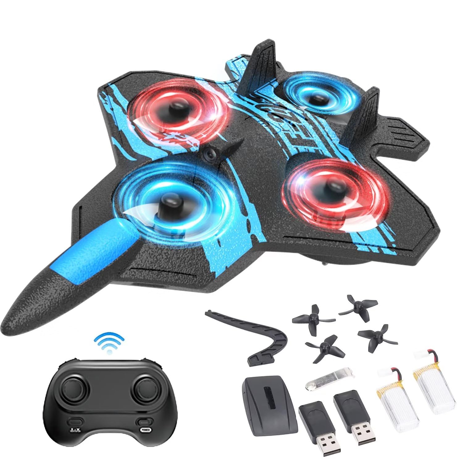 Leencum RC AirPlane Drone, Remote Control Airplane Quadcopter Helicopter with Auto Hovering,3D Flips,3 Speed Modes,long Flight Distance Flying Time Blue