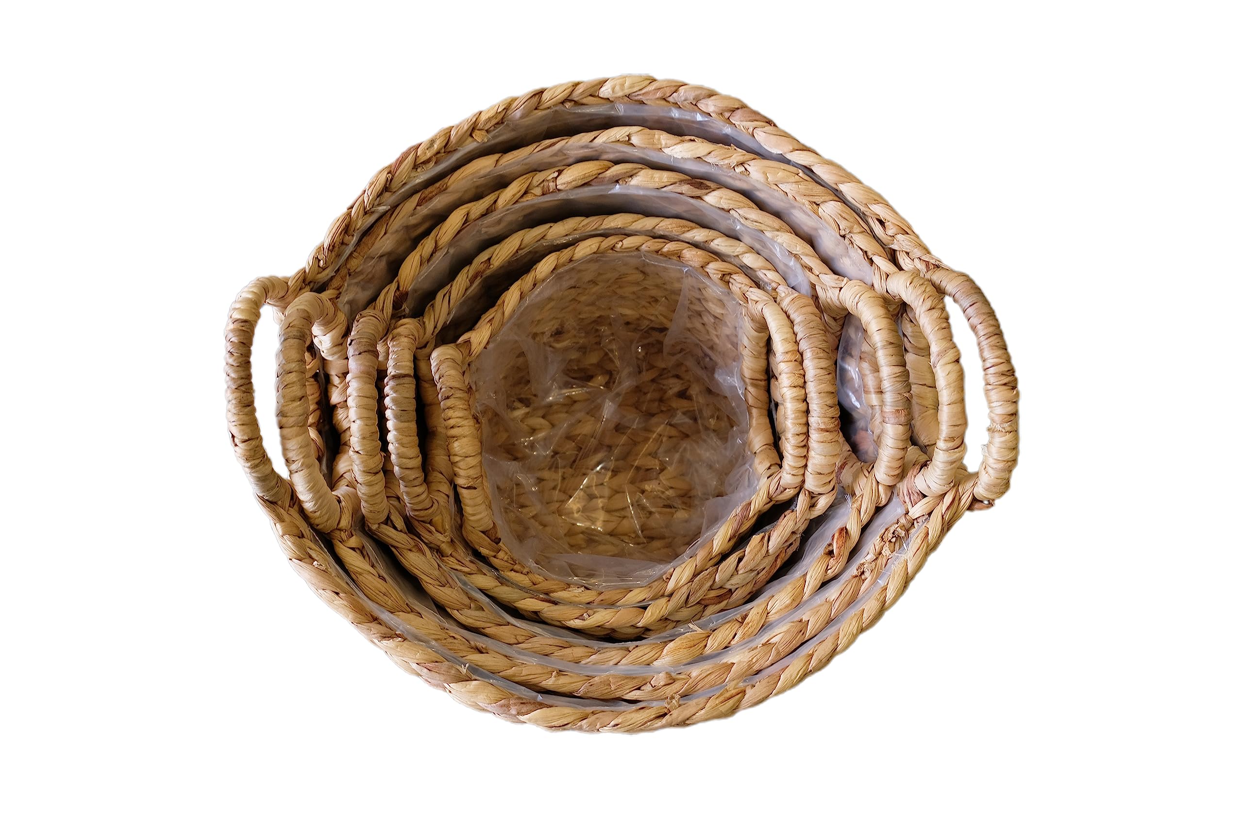 LilaCraft Wicker Baskets for Storage with Liners, Water Hyacinth Storage Baskets for Planting, Handwoven Wicker Storage Cubes, 5 Pack, Brown