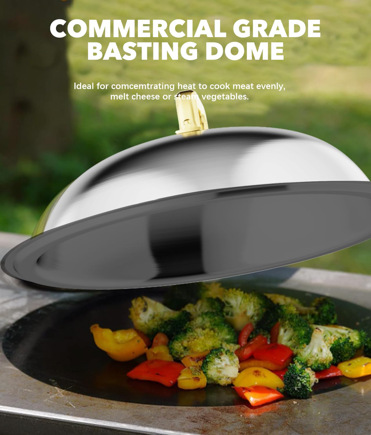 SemiShare Griddle Accessories for Blackstone, Commercial Grade 12 Inch Heavy Duty Round Melting Dome with 7" Round Cast Iron Grill Burger Bacon Press…