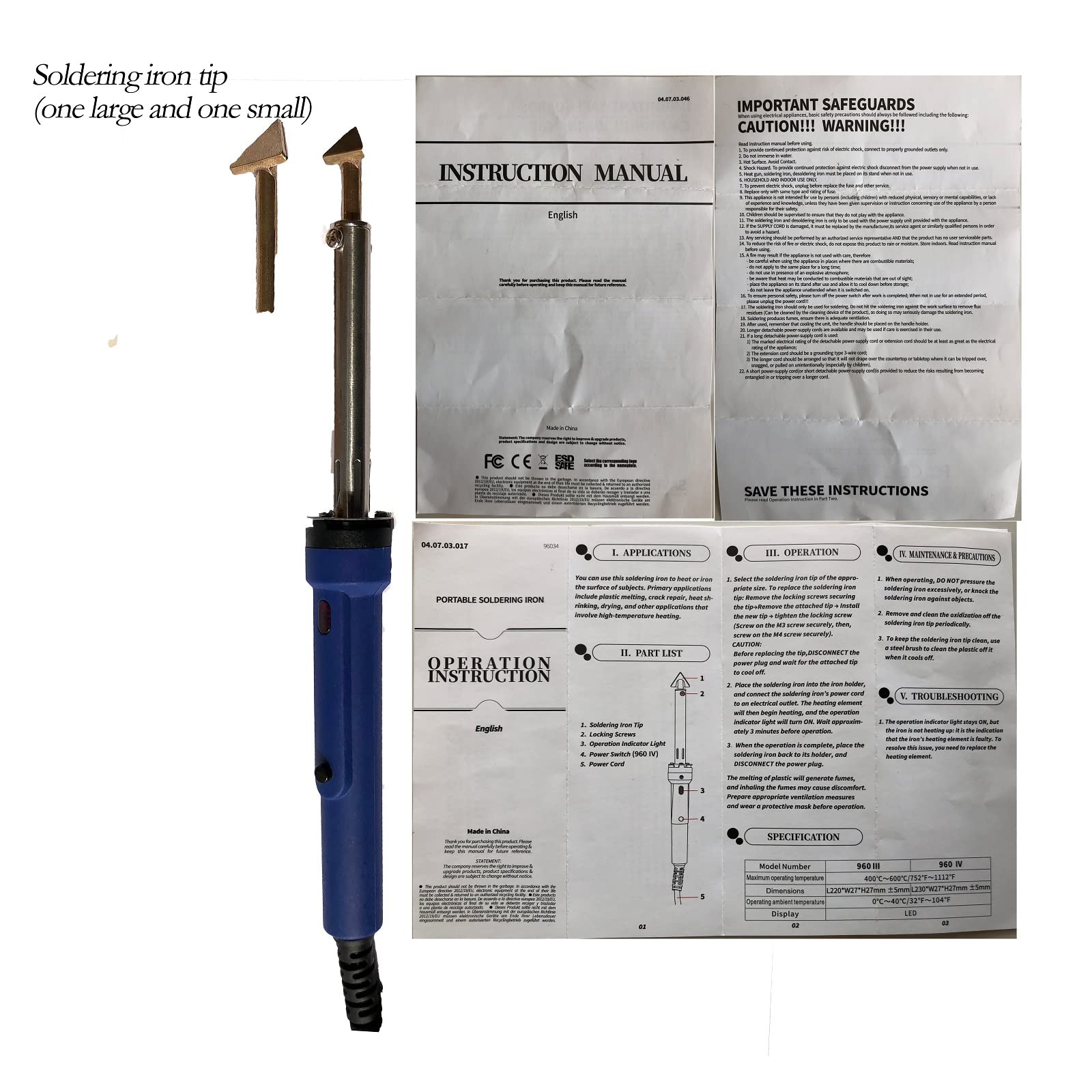 Plastic Repair Welding Kit, with 80W Iron, 90 Plastic Rods, 1 Metal Brush,1 Metal Stand,Reinforcing Mesh, 2 Welder Tips,for Car Bumper,Dashboard,Canoe,Kayak Repair Kit,Plastic Welder Kit for DIY