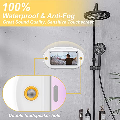 URROY 720° Rotating Shower Phone Holder Waterproof Anti Fog Universal Bathroom Phone Mirror Wall Mount Guardian Case Stand for Bathtub Kitchen Shower Accessories for All Cell Phone Up to 6.8"