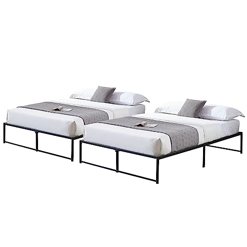VECELO 14 Inch Queen Size Metal Platform Bed Frame,Industrialļ¼2 Setļ¼