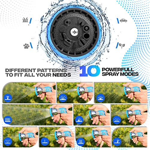 VYRL Garden Hose Nozzle with 10 Adjustable Spray Patterns, High Pressure Hand Sprayer with thumb Control anti slip design Garden hose sprayer, Best for Watering Plants, Lawns, Washing Cars & Pets
