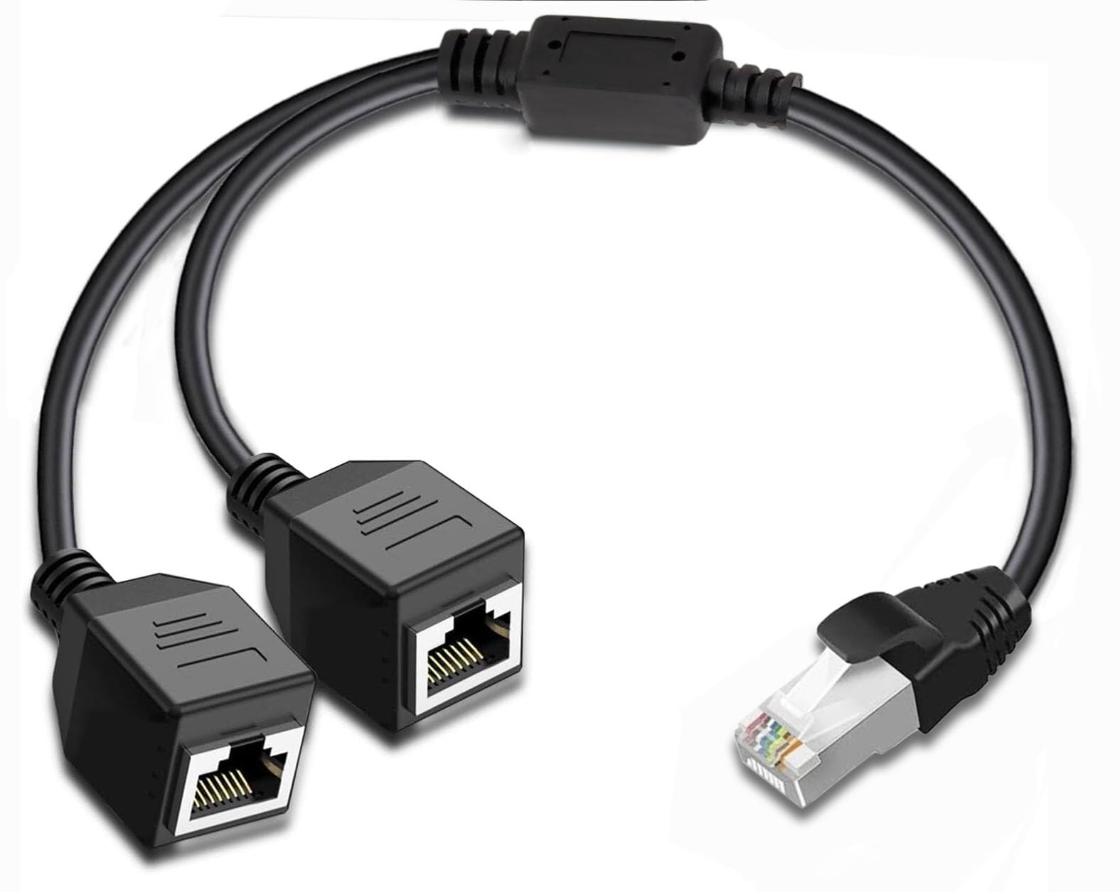 RJ45 Ethernet Splitter 1 to 2 Port Network Adapter, sartyee RJ45 Splitter Adapter for Super Category 5/5e/6/7, Applicable to Equipment with RJ45 Interface, Computer, Router, Set-top Box, Optical Modem