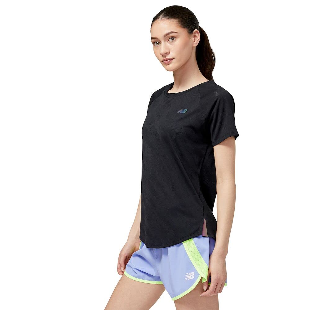 New Balance Women's Q Speed Jacquard Short Sleeve 22, Black, X-Large