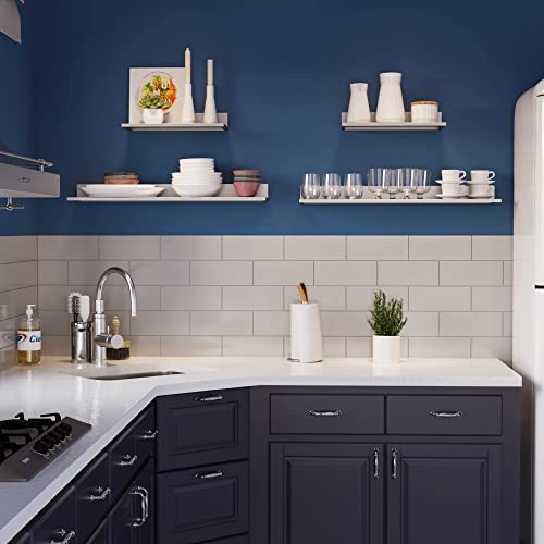 Wallniture Plat 15.8" Kitchen Floating Shelves and 30.75" Steel Shelves Bundle Restaurant Bar Cafe & Home Kitchen Organization Silver