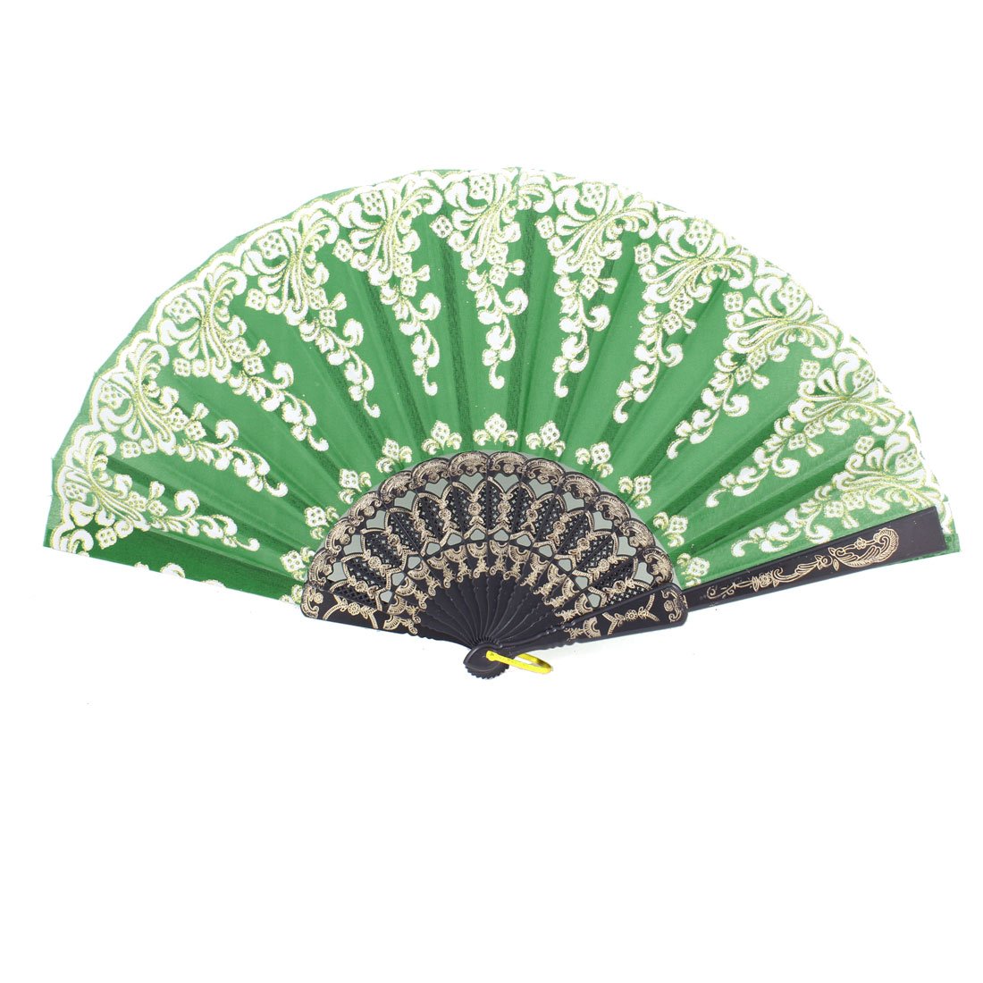 Qtqgoitem Nylon Hollow Out Handle Plastic Green Folding Metal Ring Hand Fan (model: 056 cc6 7ce c2f 952)
