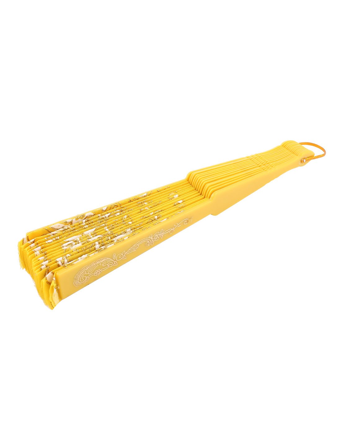 Qtqgoitem Summer Gold Tone White Floral Pattern Fabric Folding Hand Fan Yellow (model: 7b2 562 32d be7 2ba)