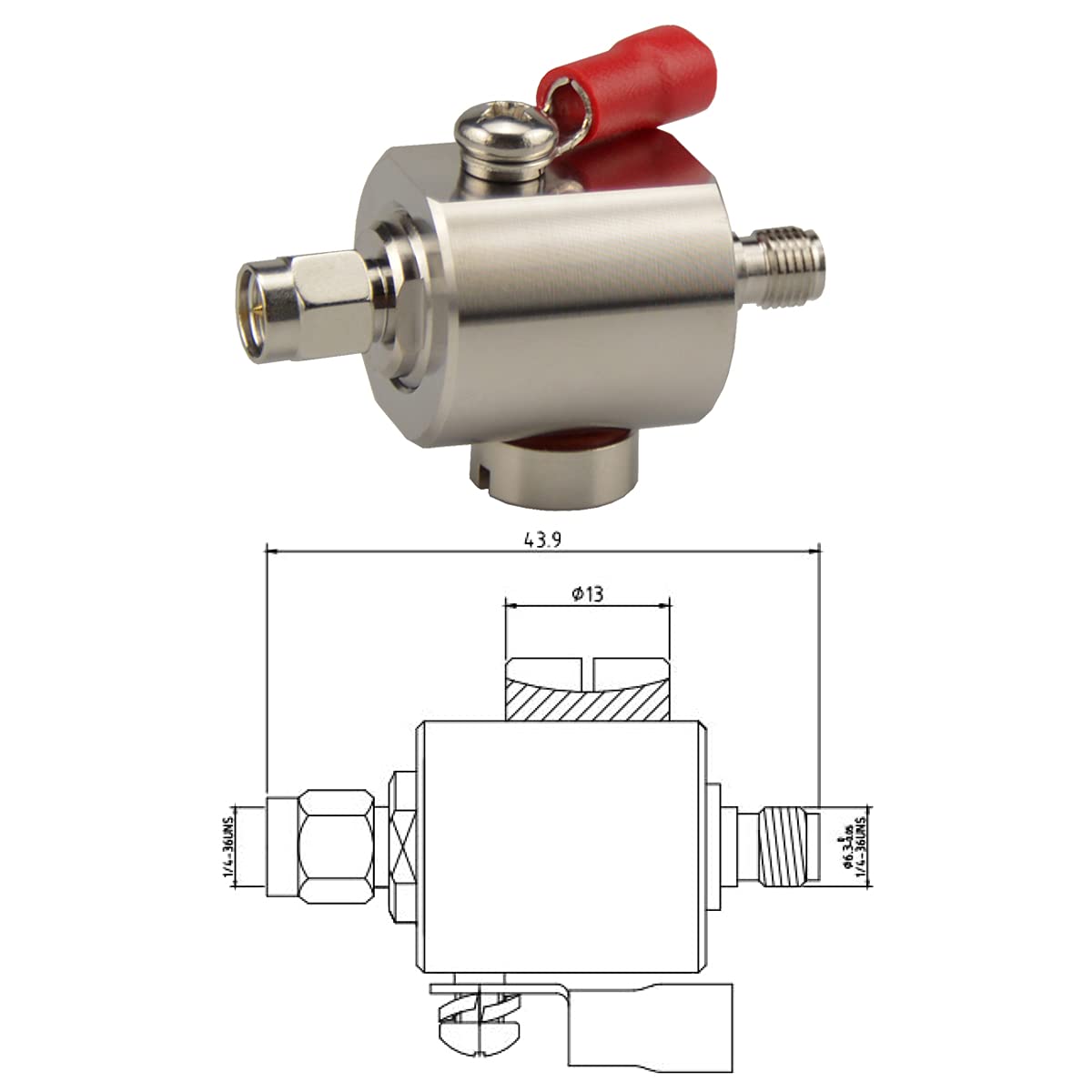SMA Lightning Arrestor SMA Surge Protector with SMA Male to SMA Female Connector 0-6GHz with Replaceable Gas Tube Element 90V