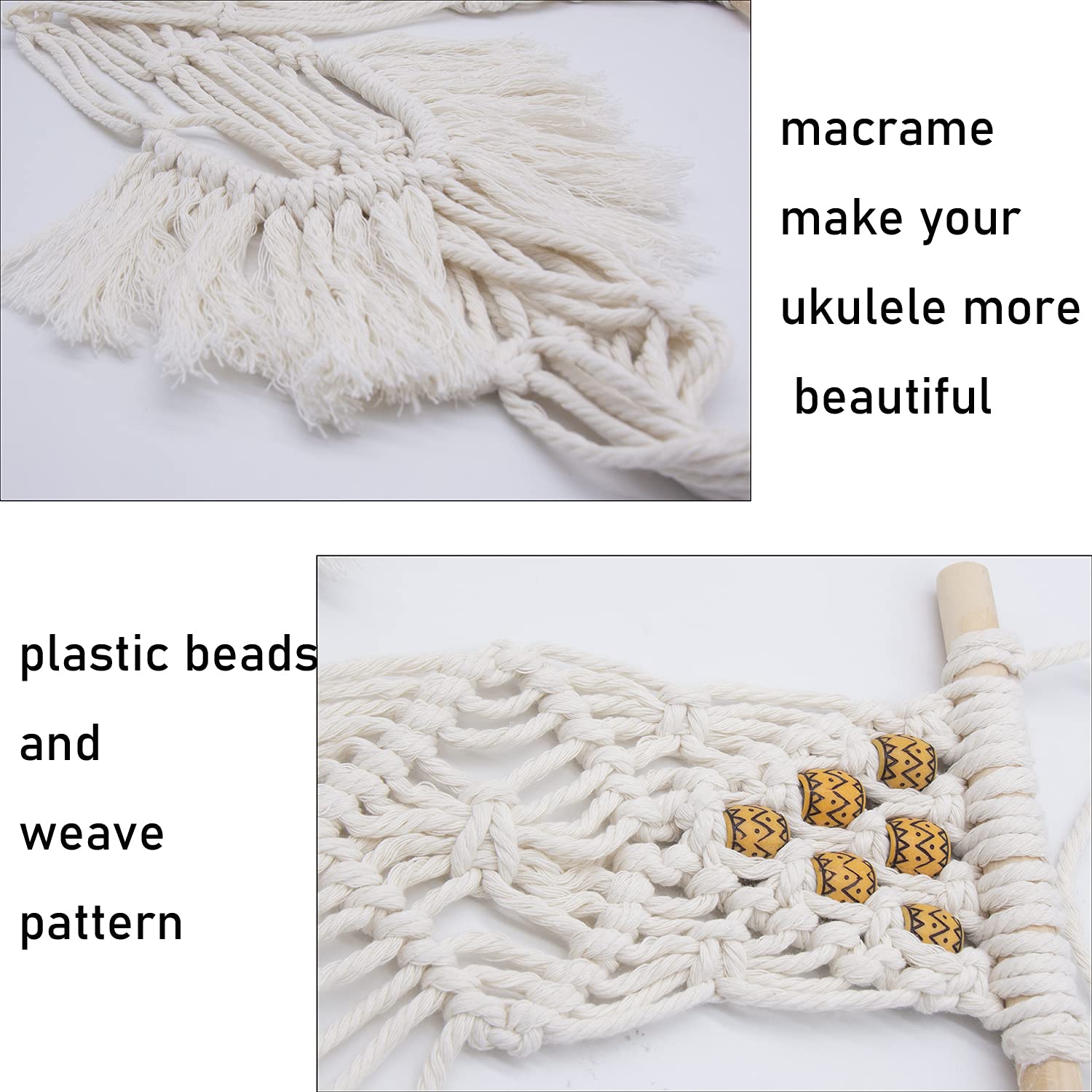 Macrame Ukulele Hanger Macrame Wall Mount Hanger Stand Holder for Soprano Ukulele Wall Decor Ukulele Case Alternative Kit