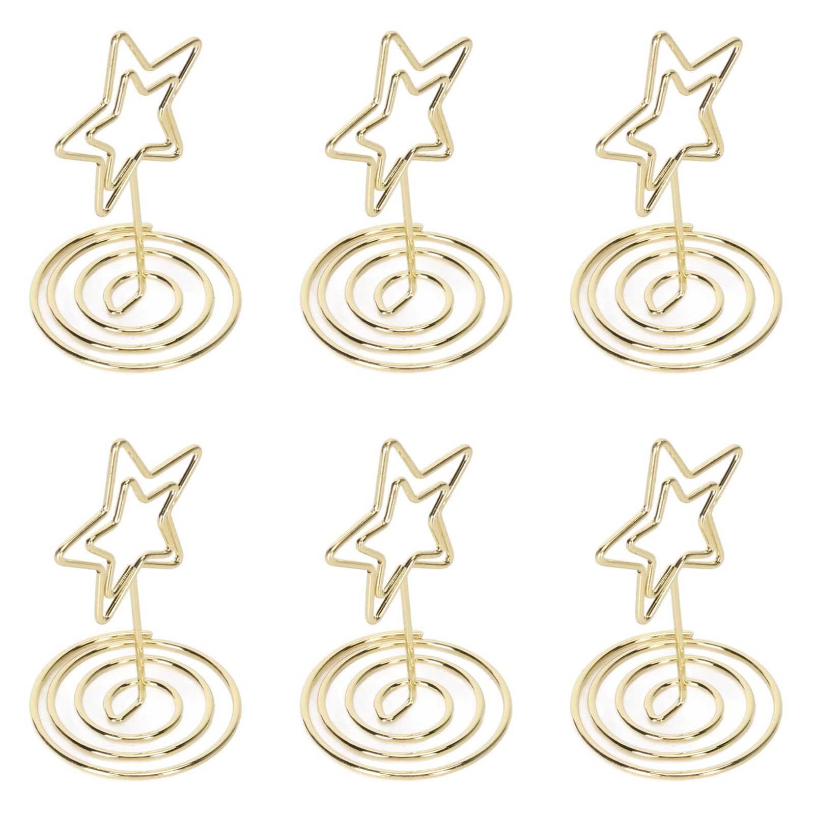 YJBOSS Small 5 Pointed Star Shape Gold Finish 20PCS Photo Picture Holders Table Sign Stand