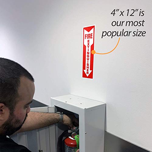 SmartSign Reflective Fire Extinguisher Sign Label with Down Arrow (PACK of 3) 4" x 12" Vertical Sign, Engineer Grade Reflective Stickers/Decals