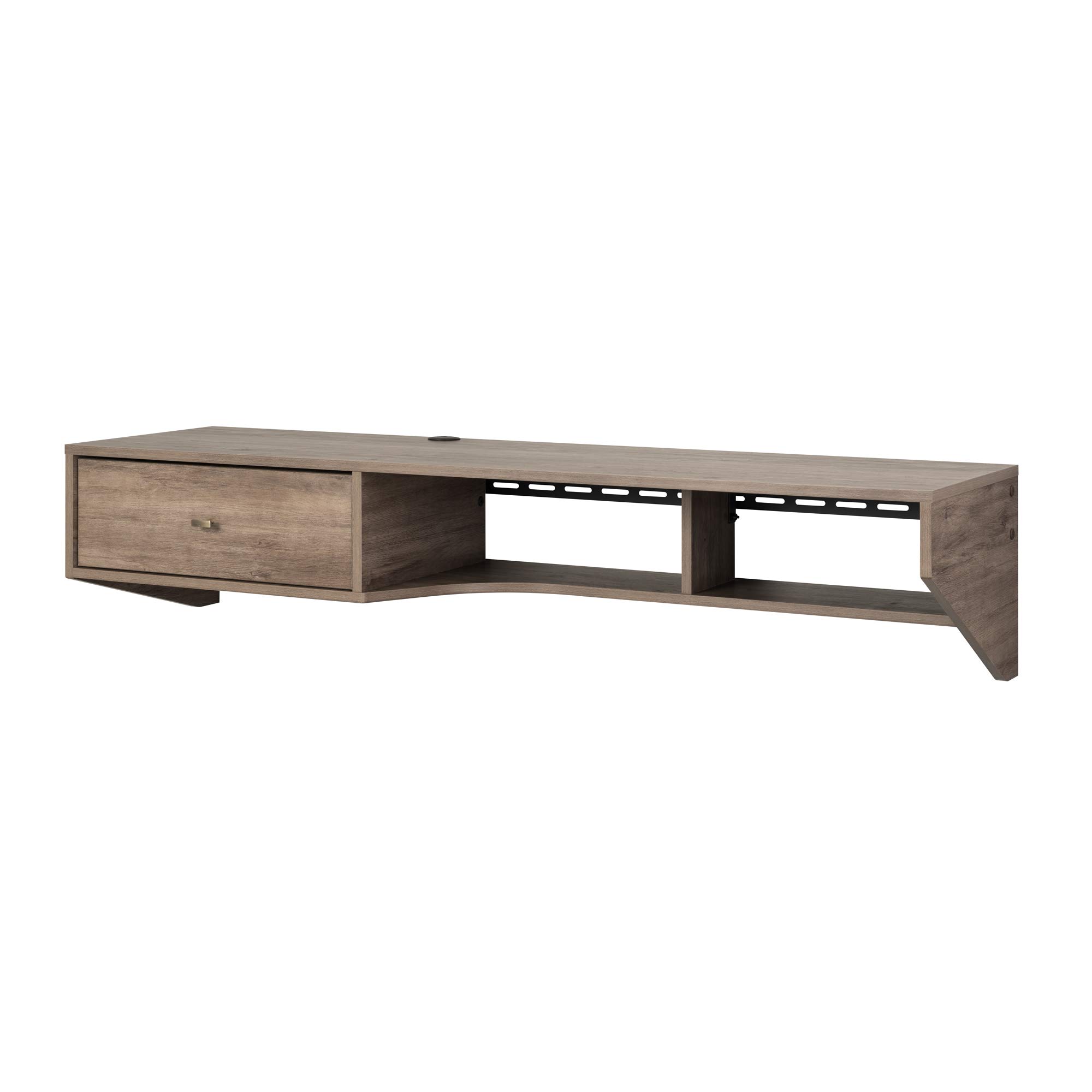 Modern Floating Desk with Drawer, Drifted Gray