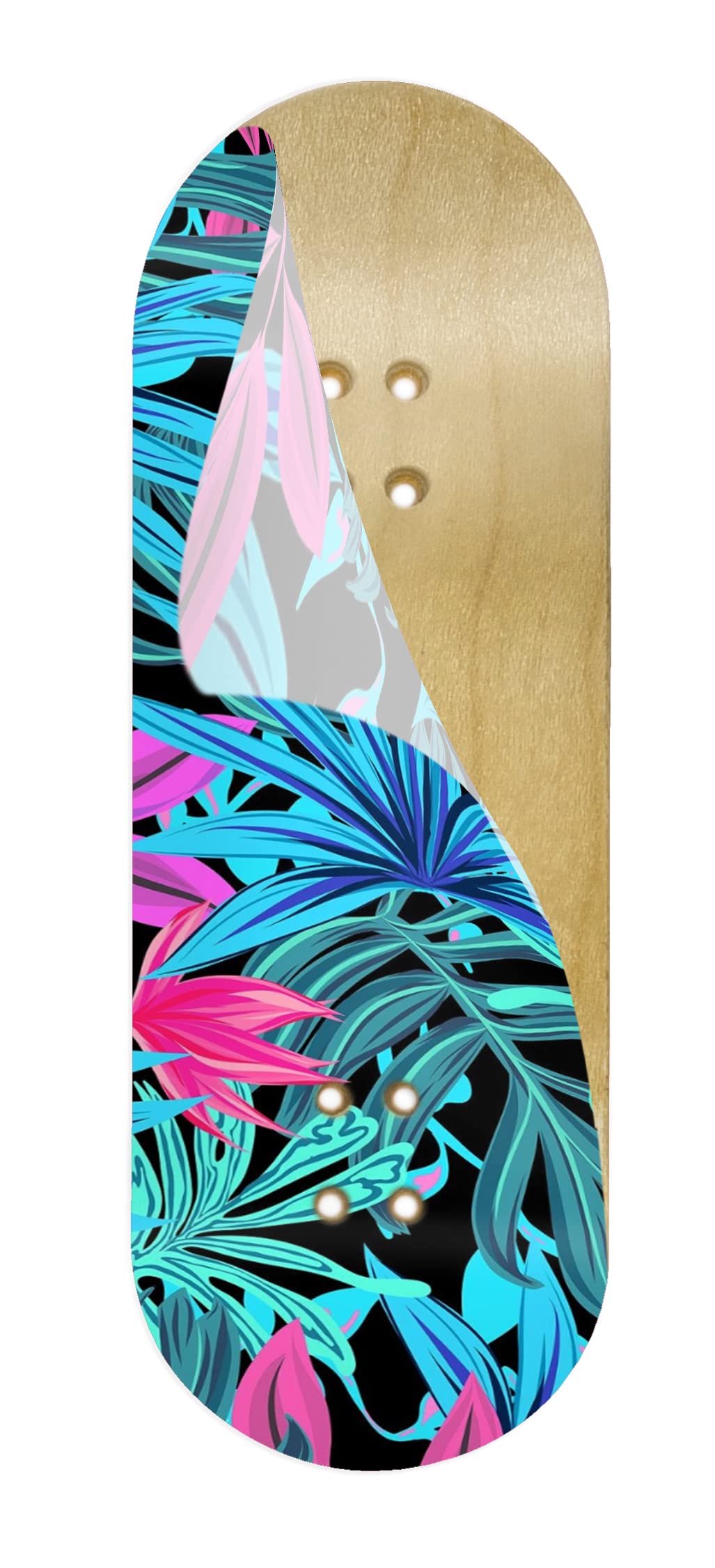 Teak Tuning Fingerboard Deck Graphic, Vibrant Leaves - Adhesive Graphics to Customize Your 32mm Fingerboard Deck - 110mm Long, 35mm Wide, 0.2mm Thick - Waterproof Vinyl - Includes Mini File