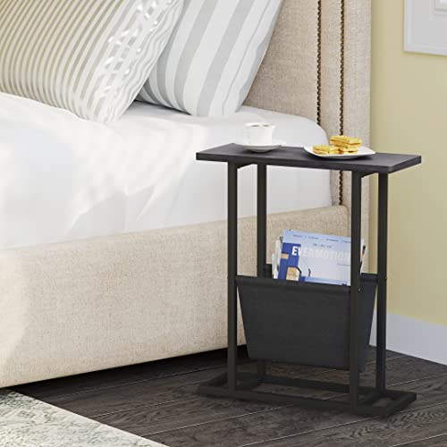 Yusong Small Narrow Side Table and C Shaped Side Table for Small Space, Slim Couch Side Table Skinny Nightstand for Living Room Bedroom, Grey