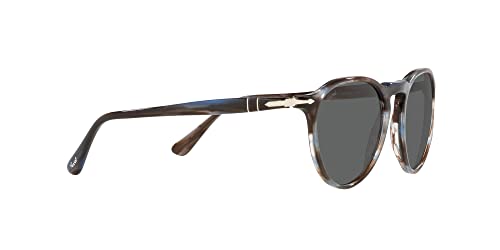 Persol PO3286S Round Sunglasses, Striped Blue/Dark Grey, 49 mm