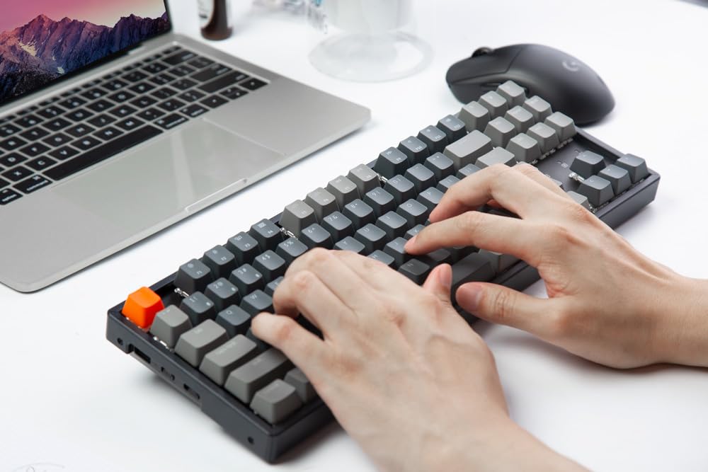 Keychron K8 87 Keys Wireless Mechanical Keyboard, 80% Layout Bluetooth TKL Tenkeyless RGB Backlight with Gateron G Pro Brown Switch Aluminum Frame USB-C Wired Gaming Keyboard for Mac Windows