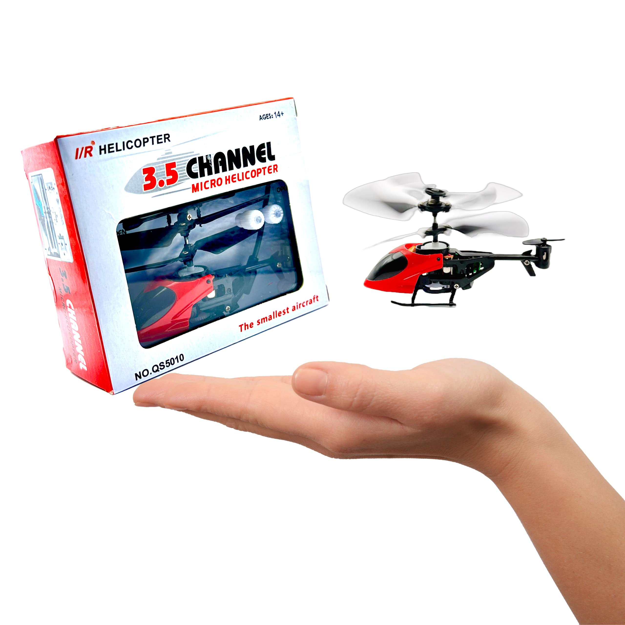 SHEMINI Remote Control Mini Helicopter, QS5010, Rc Helicopter Toy for Kids & Adults, 3.5 Channel & Gyro Stabilizer, Indoor Toy for Beginners (Red)