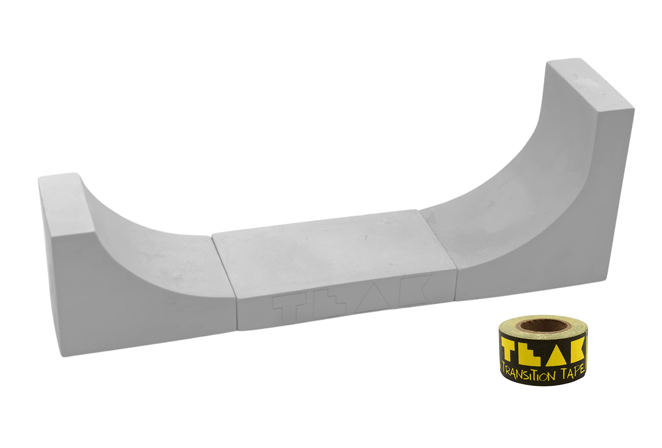Teak Tuning Monument Series Fingerboard Modular Park Set - Quarter Pipe, Vert Wall, Manny Pad & Teak Transition Tape - Ultra Premium, Super Durable Polymer Modified Concrete - Sterling Gray Colorway