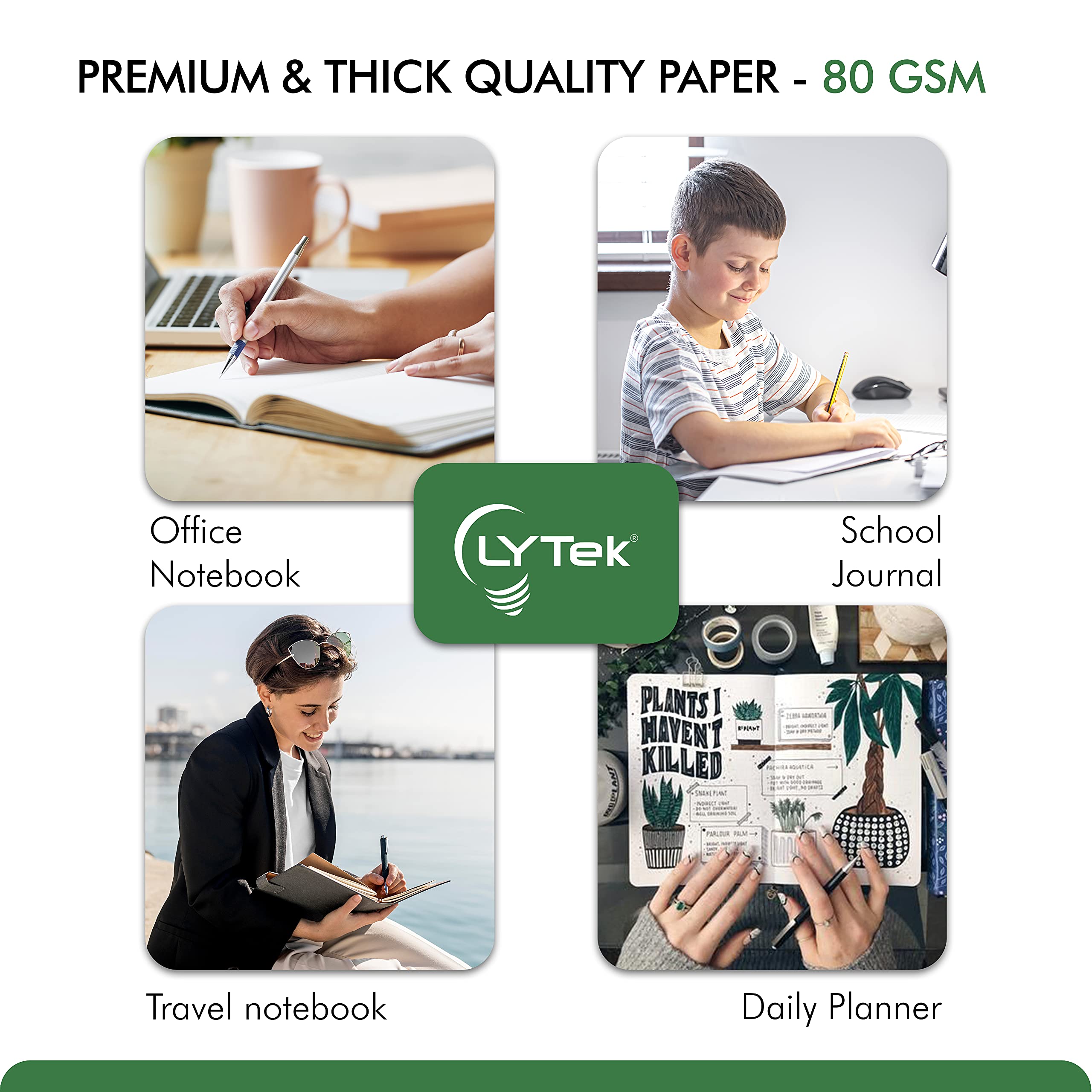 LYTek Notebook Journals,Lined Hardcover Notebooks For School,Work and Home.120Gsm Paper,Ghosting and Bleeding Resistance. (Black&Red)