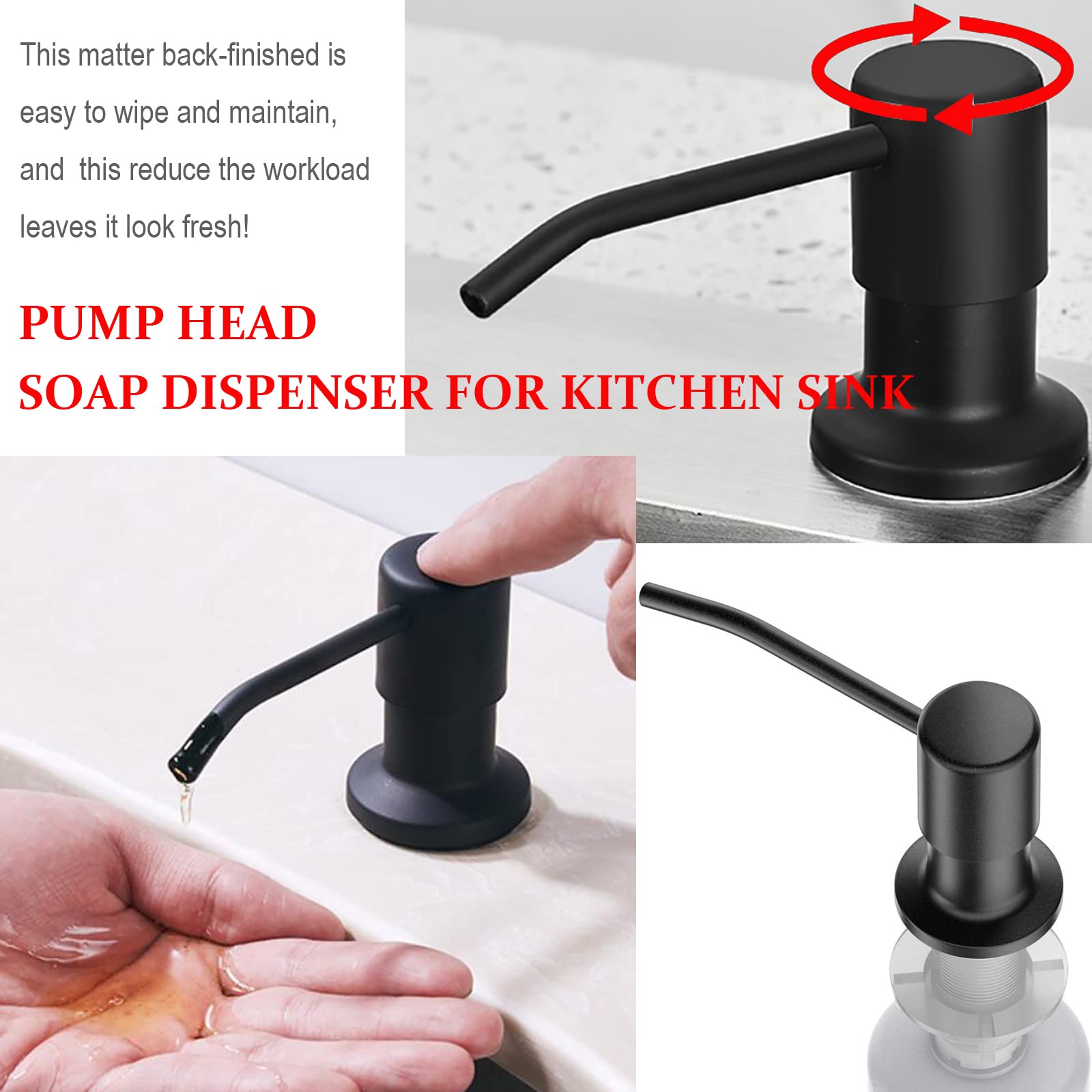 Soap Dispenser for Kitchen Sink and Tube Kit 350ML Bottle Connects Directly to Soap Bottle for Smooth Liquid Discharge