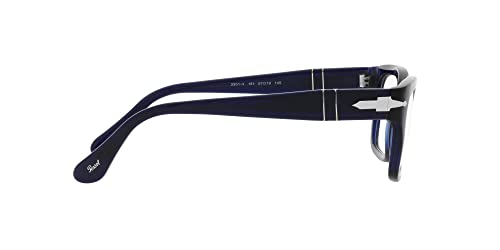 Persol PO3301V Rectangular Prescription Eyewear Frames, Opal Blue/Demo Lens, 57 mm