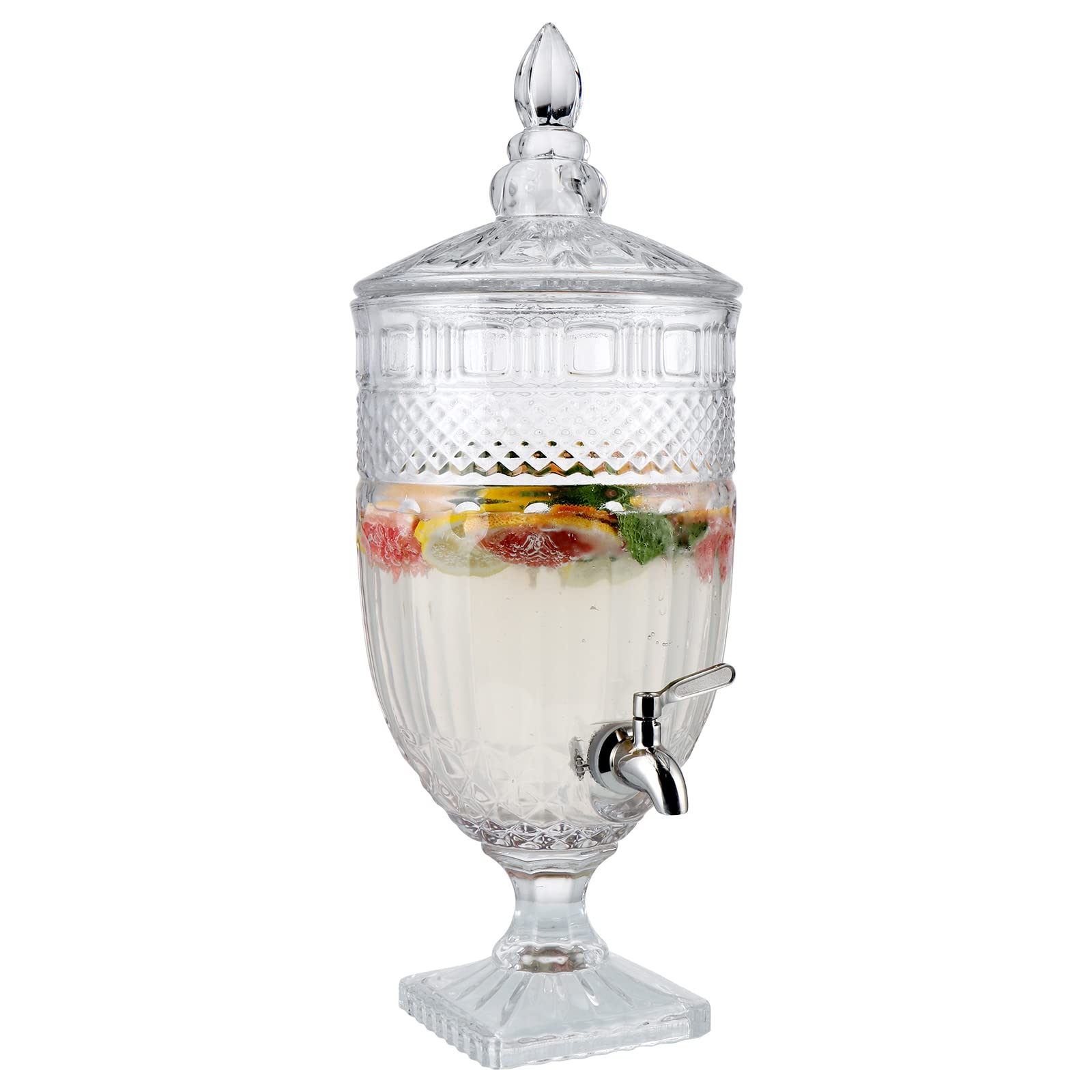 MOLIGOU Glass Beverage Dispenser, 1.3 Gallon Drink Dispenser with Stainless Steel Spigot, Wide Mouth Beverage Serveware for Party, Bar