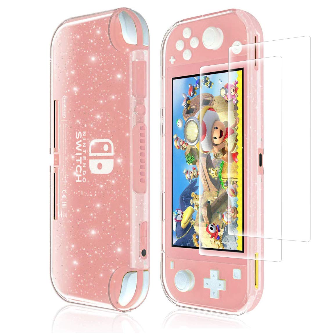 Moxiaomo Protective Case for Nintendo Switch Lite,Switch Lite Case with Screen Protector and Glitter Bling Soft TPU Cover with Shock-Absorption and Anti-Scratch Case(2Pack Screen Protector )