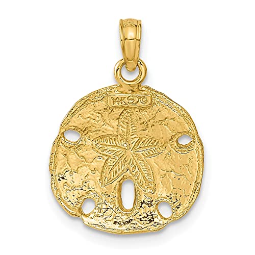 IceCarats 14K Yellow Gold Sand Dollar Sea Star Starfish Necklace Charm Pendant 24mm x 15.4mm Only
