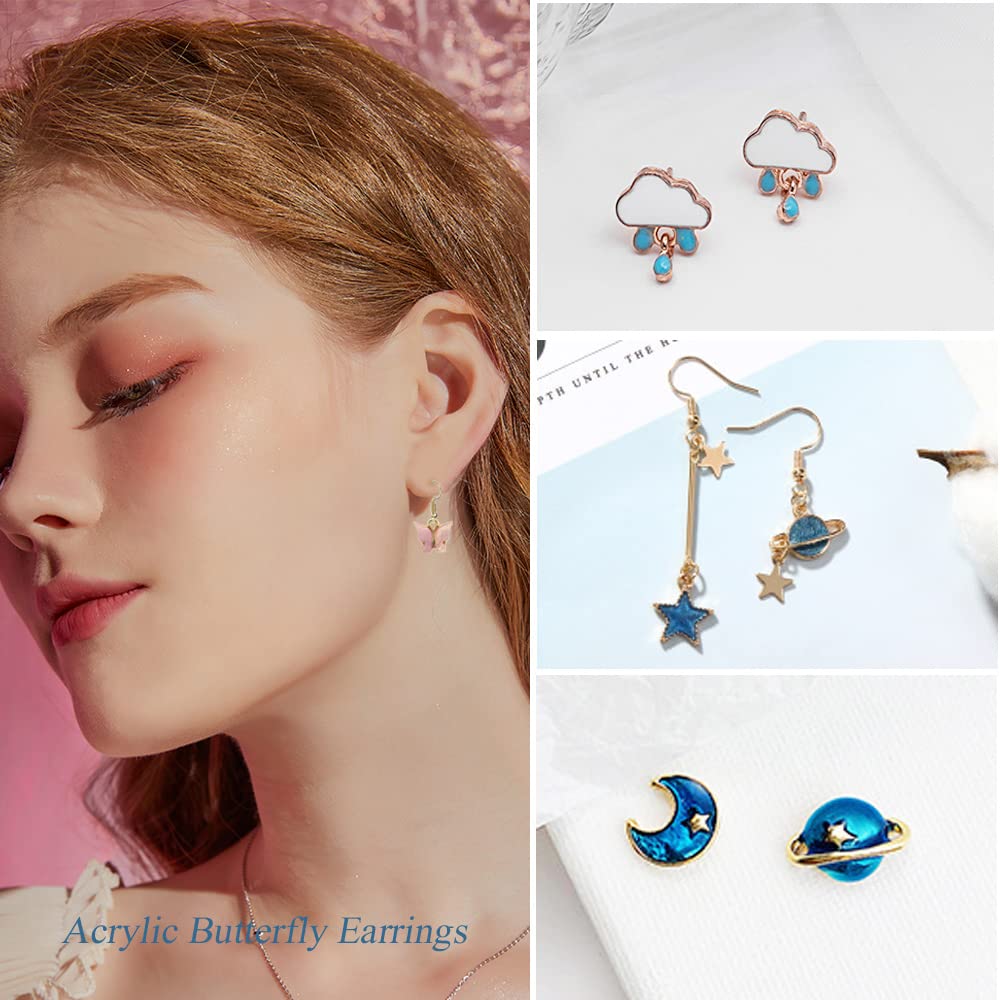 MOZAKA 18 Pairs Moon Star Dangle Earrings for Women Space Earth Planet Asymmetrical Drop Earring Set Butterfly Astronaut Spaceman Stud Earrings Jewelry Gift
