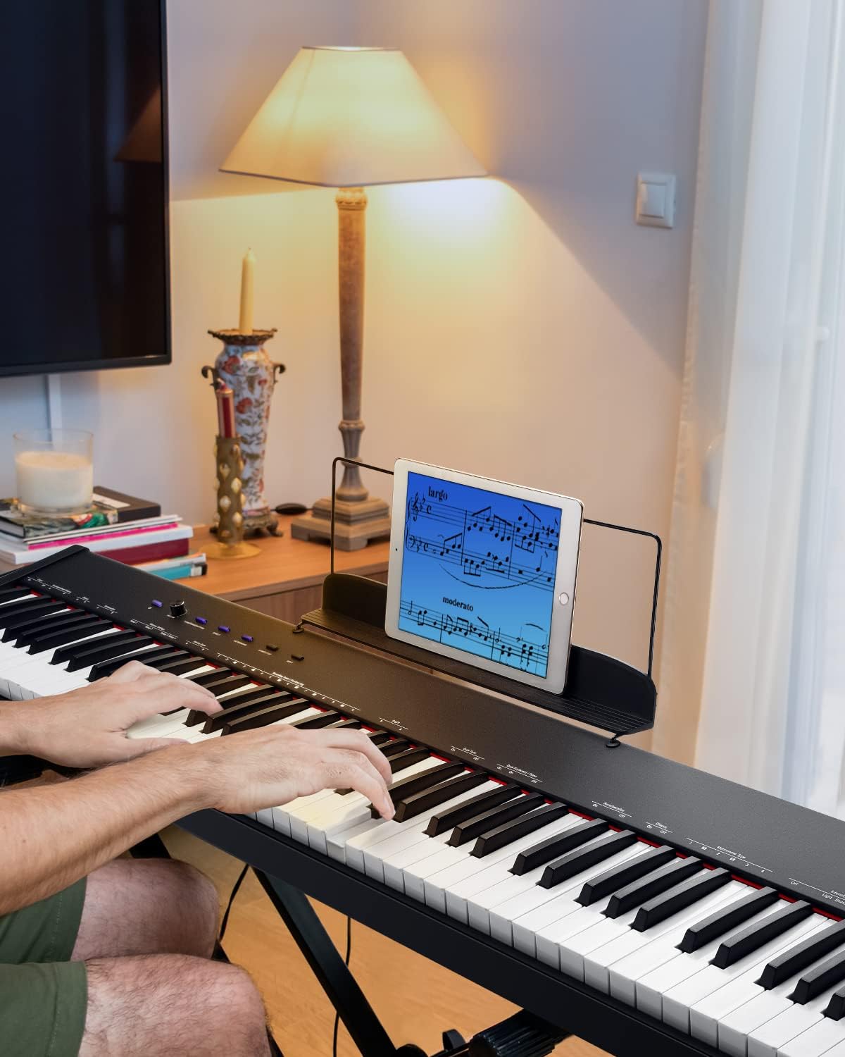 Moukey Beginner 88 Key Full-Size Semi-Weighted Electric Keyboard, MEP-110 Digital Piano+ Stand
