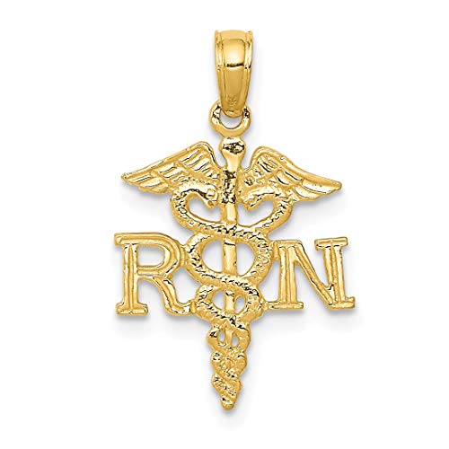 IceCarats 14K Yellow Gold R.n. Necklace Charm Pendant 25mm x 12mm Only
