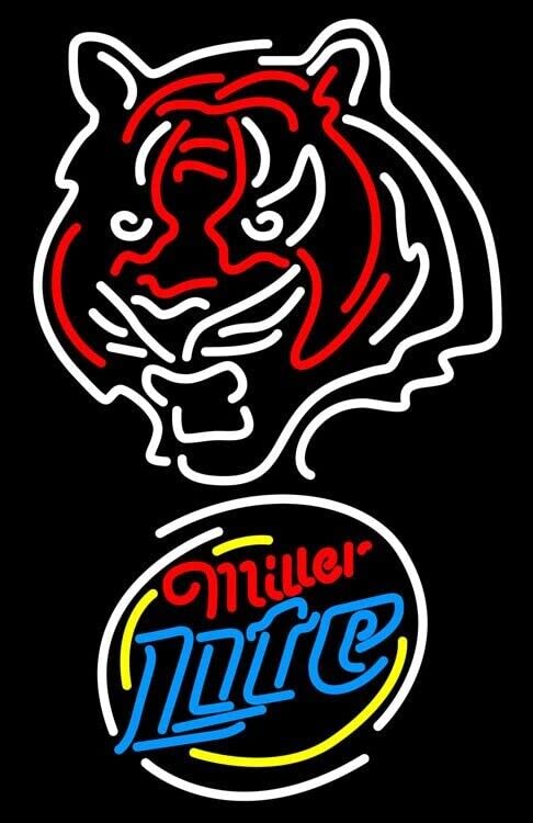 Queen Sense 10" Vivid Millers Lite Cincinnatis Sports Team Bengal LED Sign Light Lamp Cute Bright Neon Wall Decor STS074