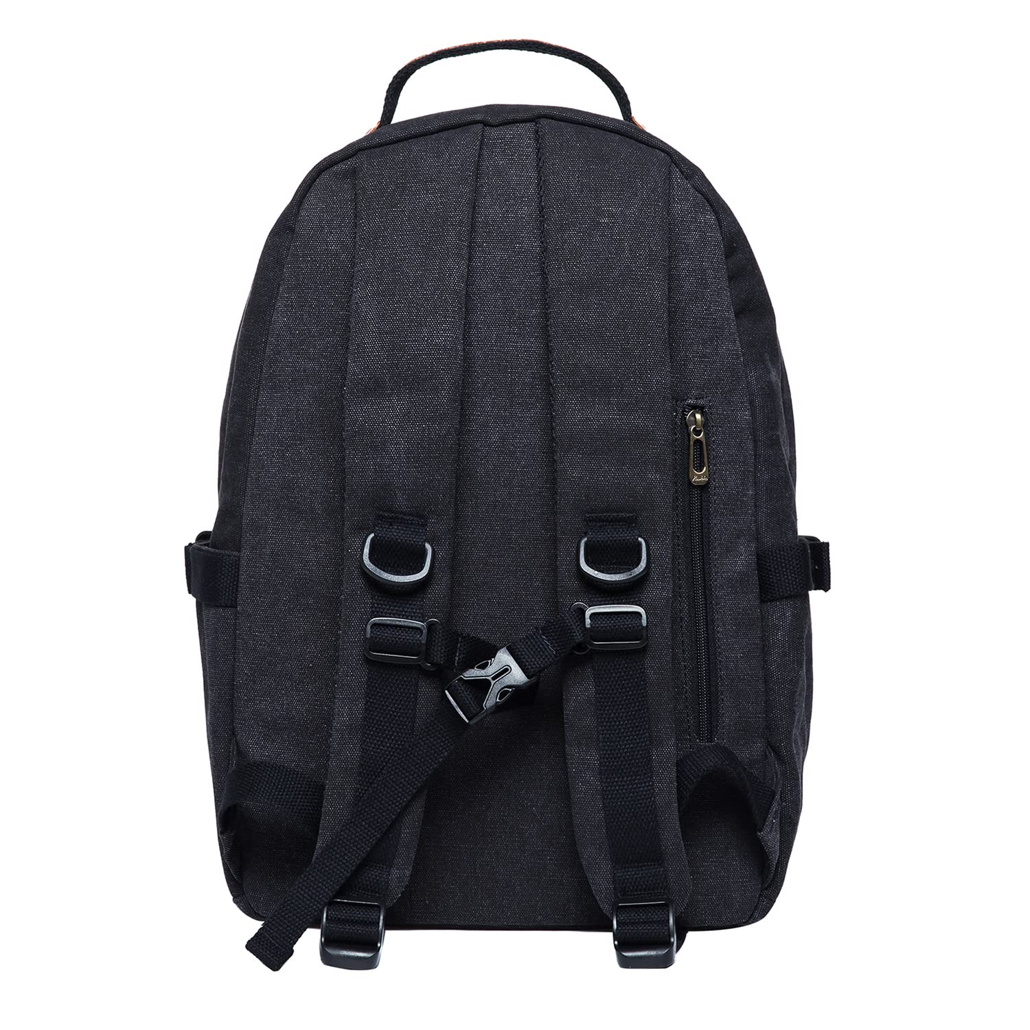 KAUKKO Vintage Casual polyster and Leather Rucksack Backpack(20-2-BLACK)