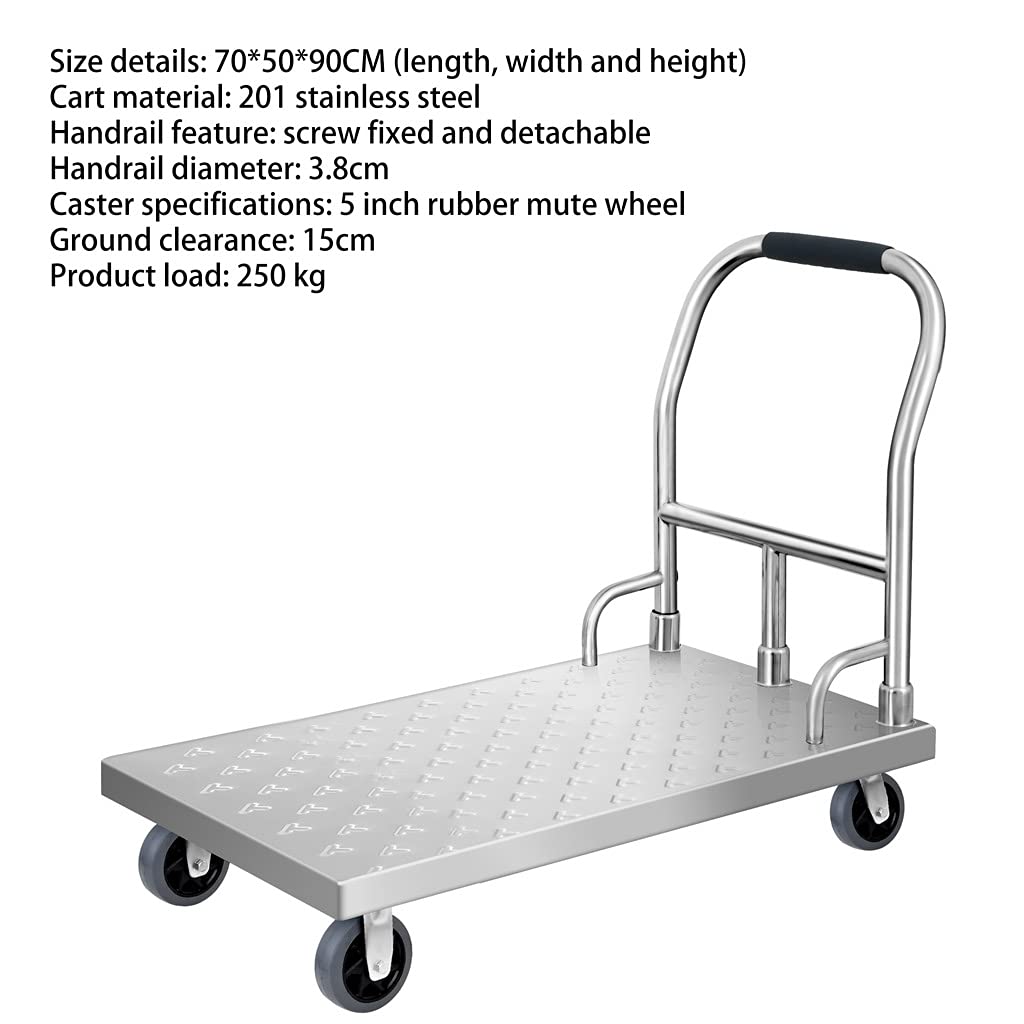 SHIJIANX Moving Platform Hand Truck, Foldable for Easy Storage and 360 Degree Swivel Wheels,Stainless Steel Trolley Flatbed