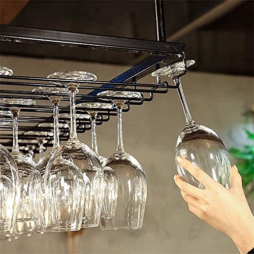Wheel-hy Wine Bottle/Cup Holder Wine Rack Iron Shelf Hanging Decoration Roof Rack Holder, Adjustable Height: 30-60 cm for Home and Kitchen Bar/Black