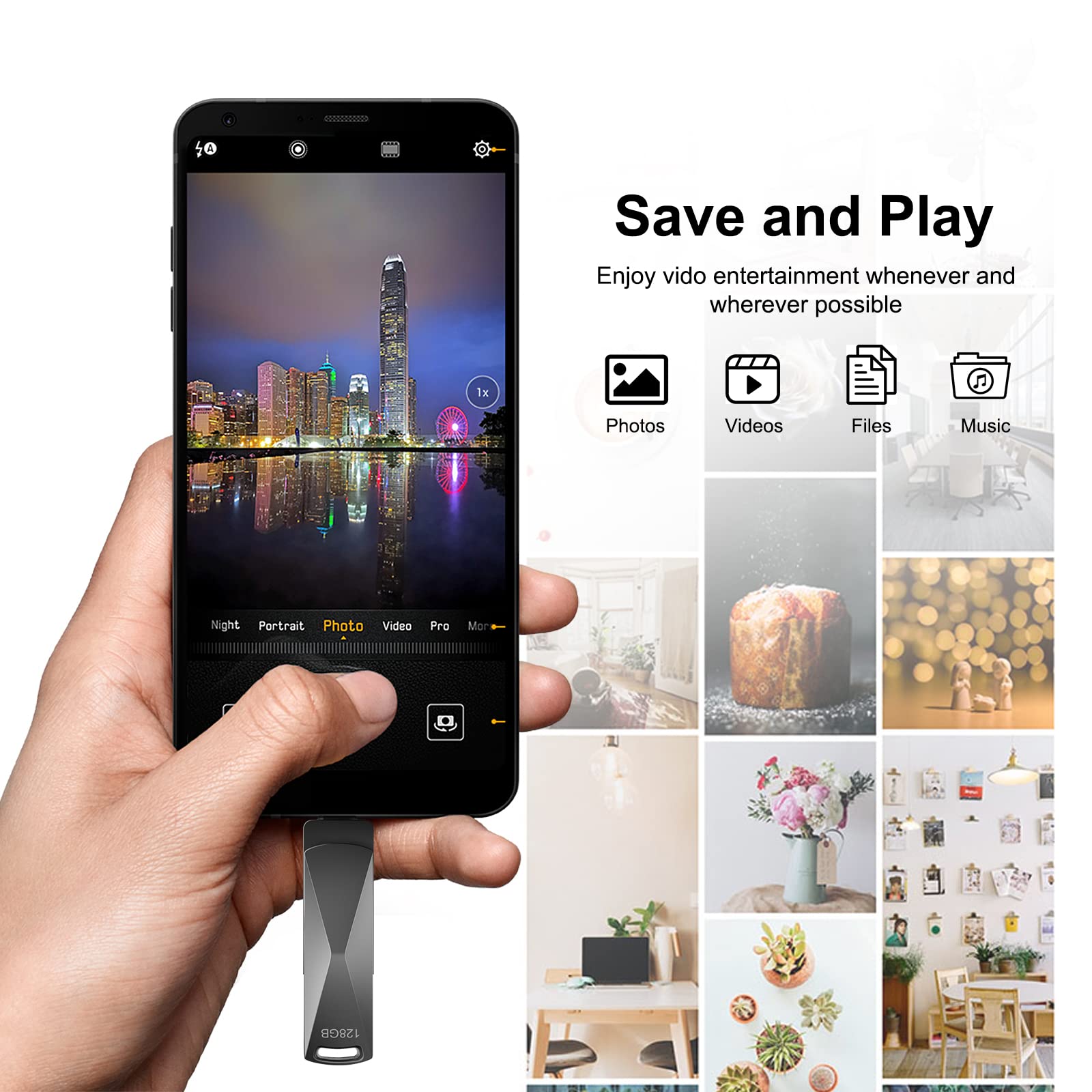 USB C Thumb Drive, Miaguroo 2 in 1 OTG Photo Stick, 128GB Flash Drive, Metal USB C Memory Stick, Waterproof USB Storage Flash Drive, Portable Pendrive for Android Phones, PC, Tablets, Laptops