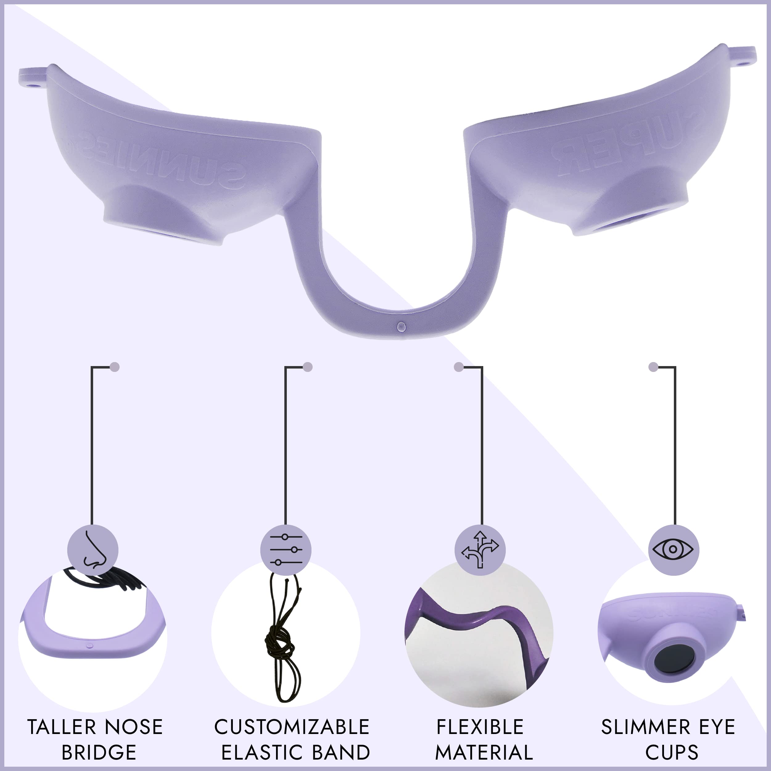 Super Sunnies EVO Flex Tanning Goggles - FDA Compliant Tanning Glasses - UV Tanning Bed Goggles For Tanning Eye Protection - Allows Visibility - With a Clear Case/Box (Lavender)
