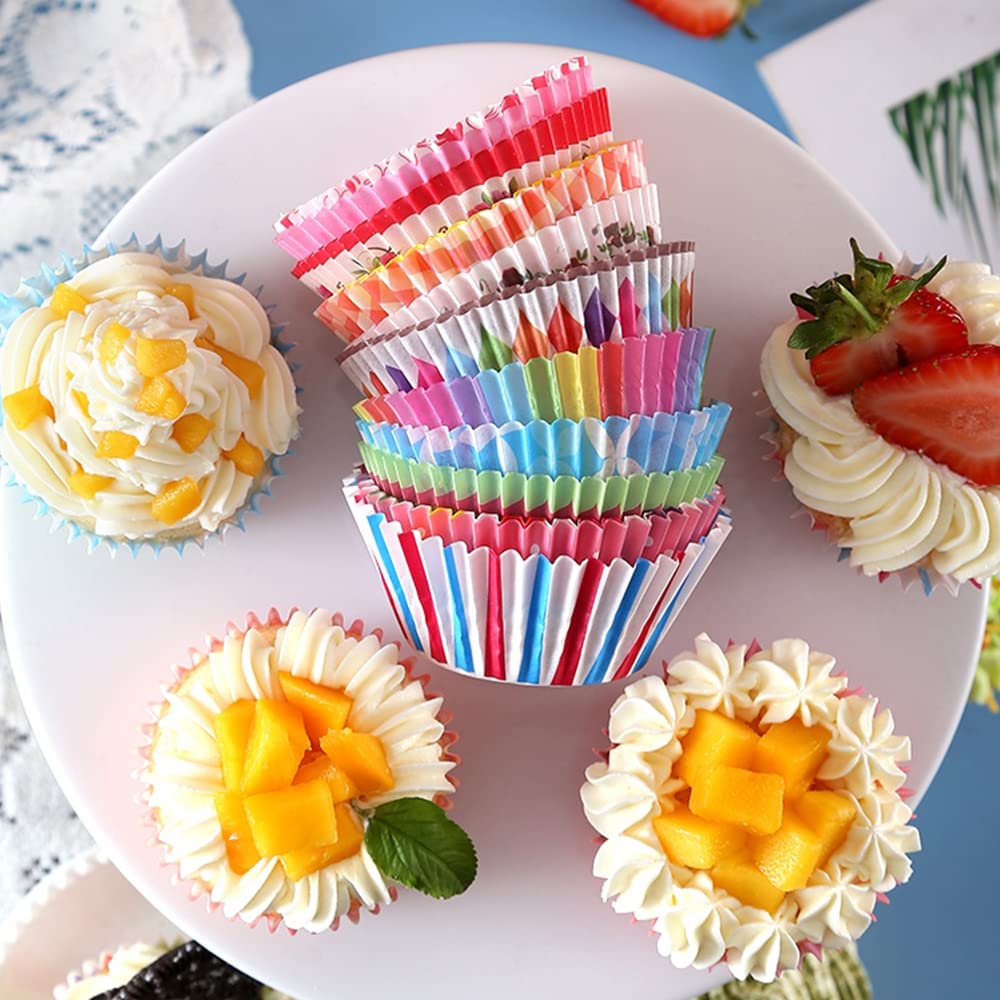 SKIDEC Cupcake Liners 4 Styles, Colorful Paper Baking Cups, Disposable Cupcake Wrappers Muffin Cupcake Liners for Holiday and Party Baking Supplies, 400 Pack