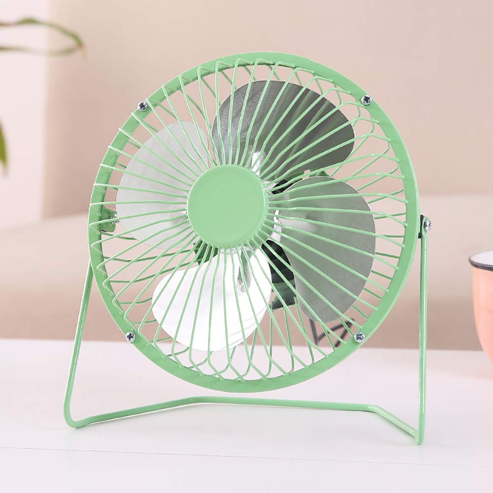 Jiecikou Desktop USB Fan, Low Noise Personal Table Mini Metal Fan 4 Inch Portable Table Fan Green