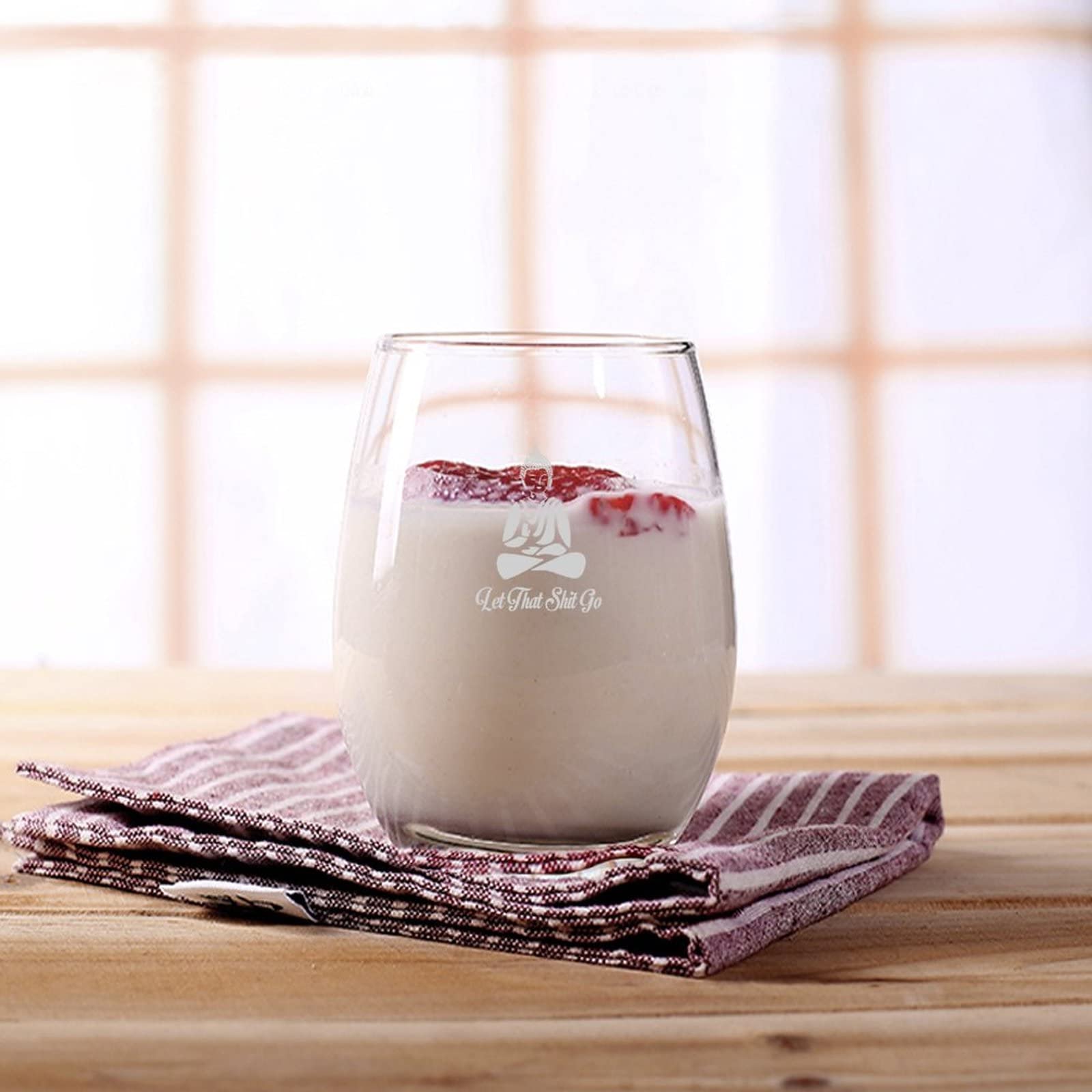 Let That Shit Go Crystal Stemless Wine Glass Etched Funny Wine Glasses, Great Gift for Woman Or Men, Birthday, Retirement And Mother's Day