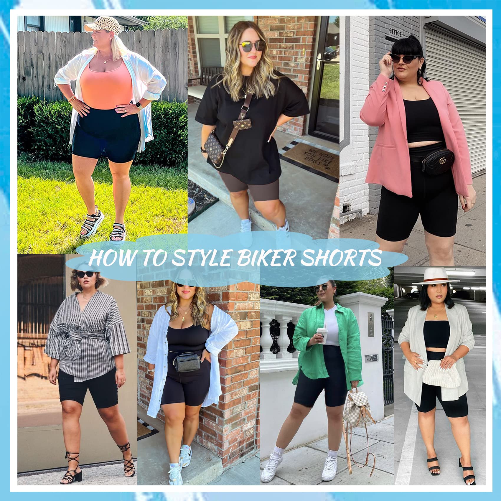 NEW YOUNG 3 Pack Plus Size 8" Biker Shorts for Women-High Waist Tummy Control Black Workout Spandex Soft Yoga Shorts Summer