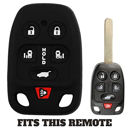 KeyGuardz Keyless Remote Car Key Fob Outer Shell Cover Soft Rubber Case 6 Button for Honda Odyssey N5F-A04TAA (Pack of 2)