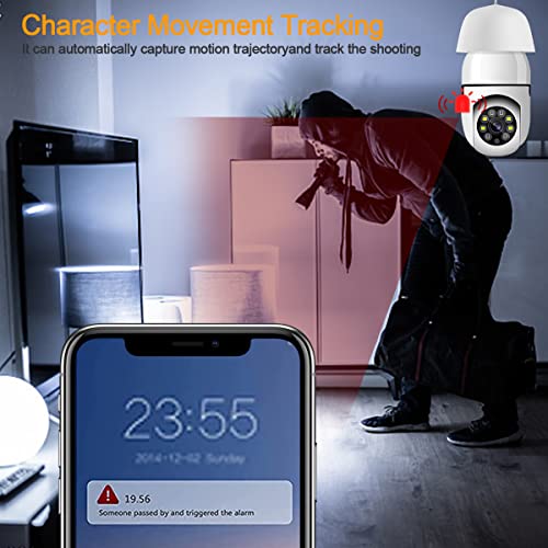 Robesty Light Bulb Security Camera,360°WiFi Camera, 1080p Wireless Night Vision Socket Smart Cameras for Home Security, Motion Detection Alarm, Two-Way Audio (NO SD Card)(2PCS)