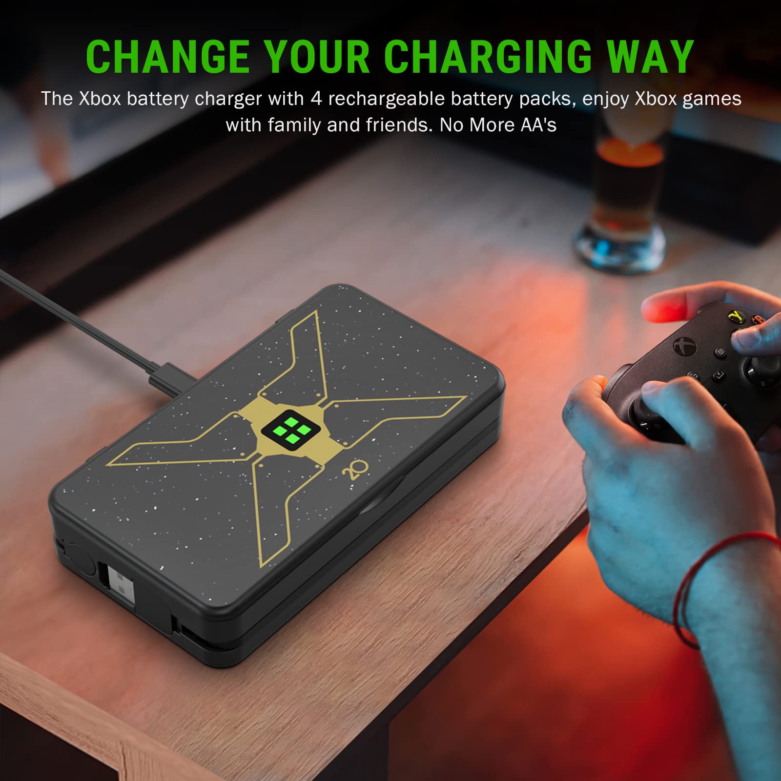 Noiposi Controller Rechargeable Battery Pack for Xbox One and Xbox Series X|S, 2 Pack 2600 mAh Xbox One Controller Battery Pack with Charger Set for Xbox One/S/X/Elite and Xbox Series X|S Controller
