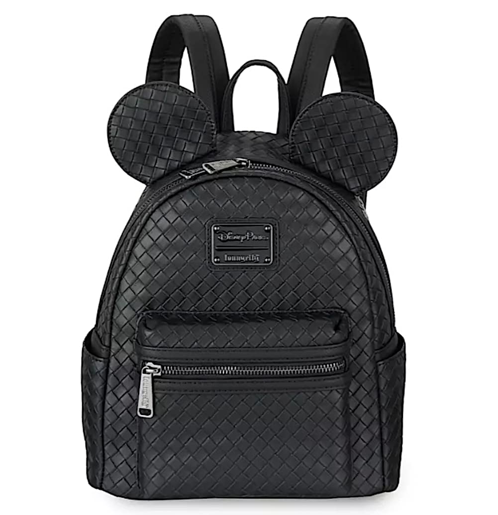Loungefly Disney Parks Black Woven Mini Backpack - Mickey Mouse